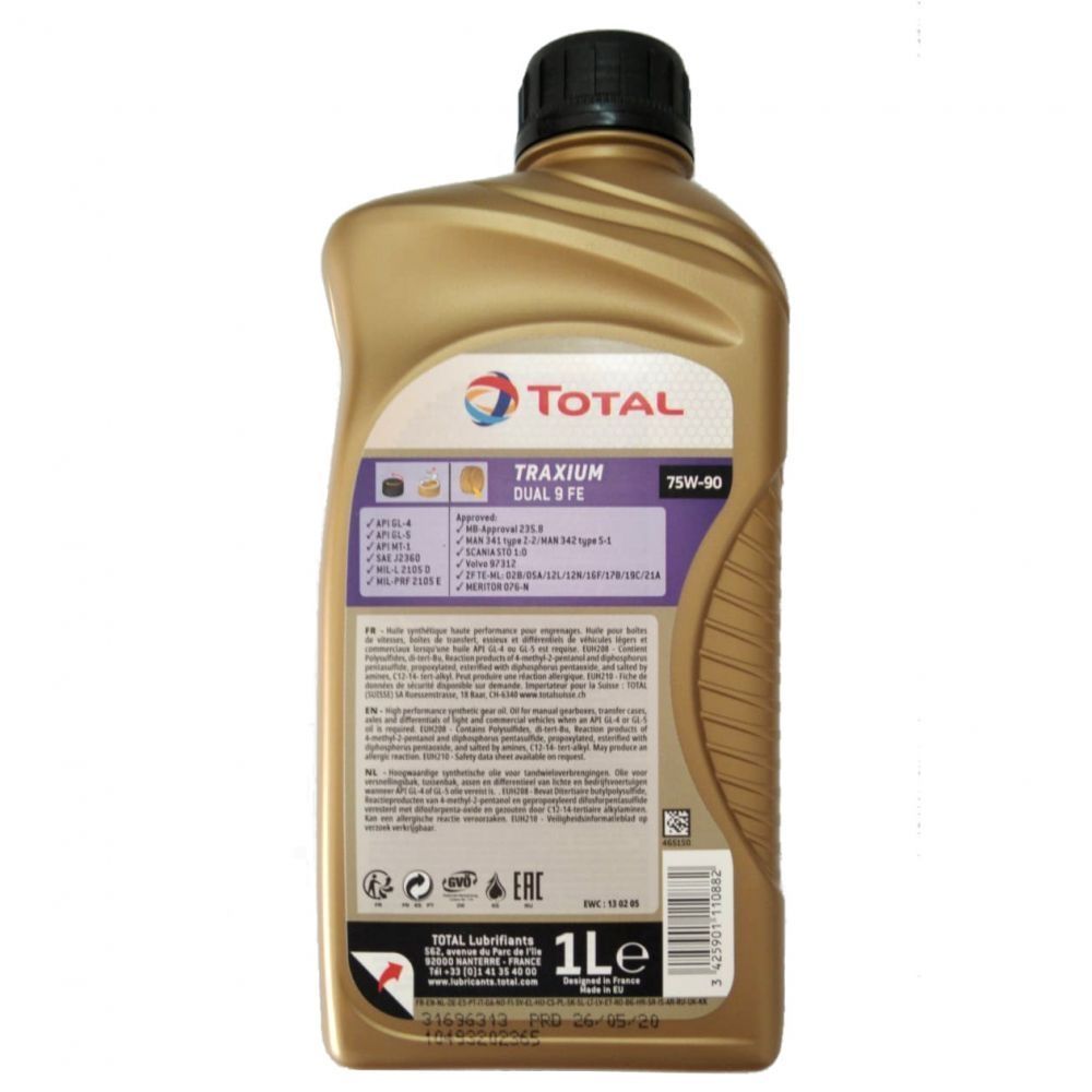 OLIO CAMBIO TOTAL TRANSMISSION DUAL 9 75W90 Lt.1 LITRO gear oil VOLVO 97312